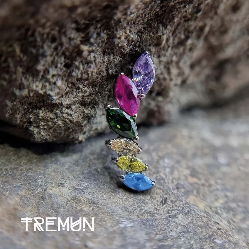 Zoe Rainbow CZ Titanium Labret - Tremun Piercing
