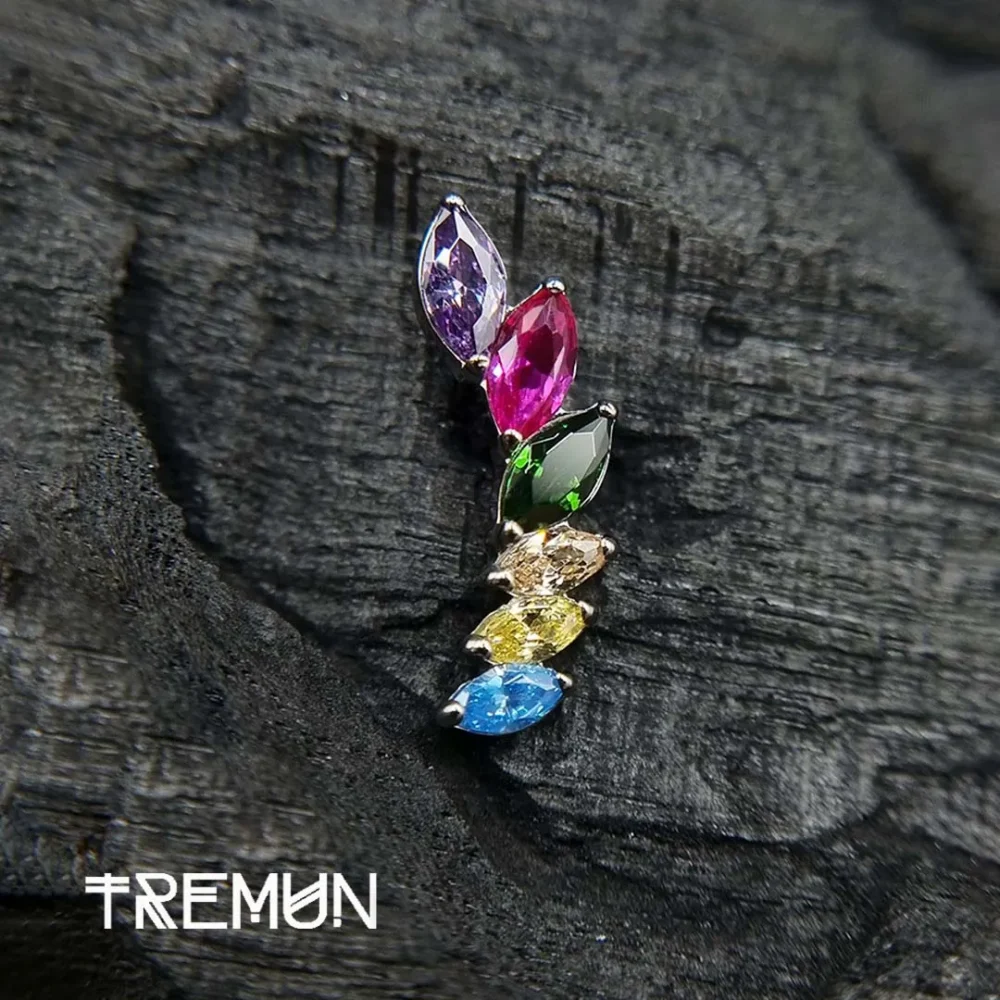Zoe Rainbow CZ Titanium Labret - Tremun Piercing