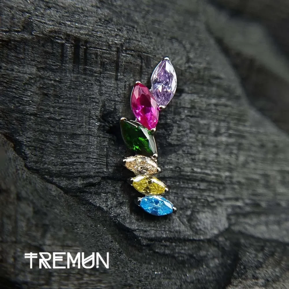 Zoe Rainbow CZ Titanium Labret - Tremun Piercing