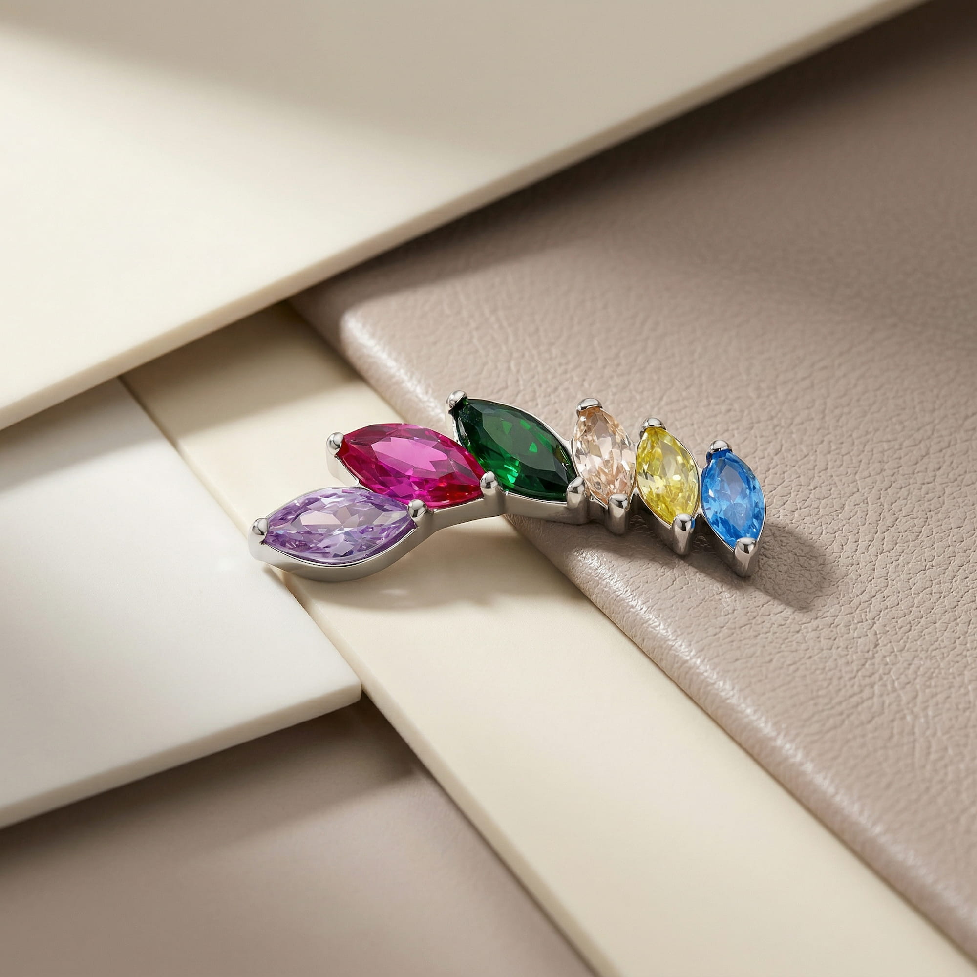 Zoe Rainbow CZ Titanium Labret - Tremun Piercing