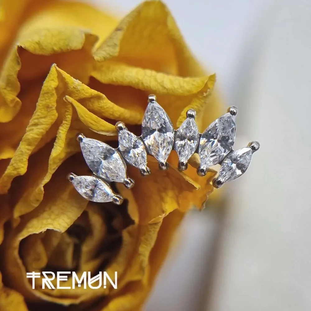 Claudia CZ Blanco Titanio Piercing Joyería - Tremun Piercing
