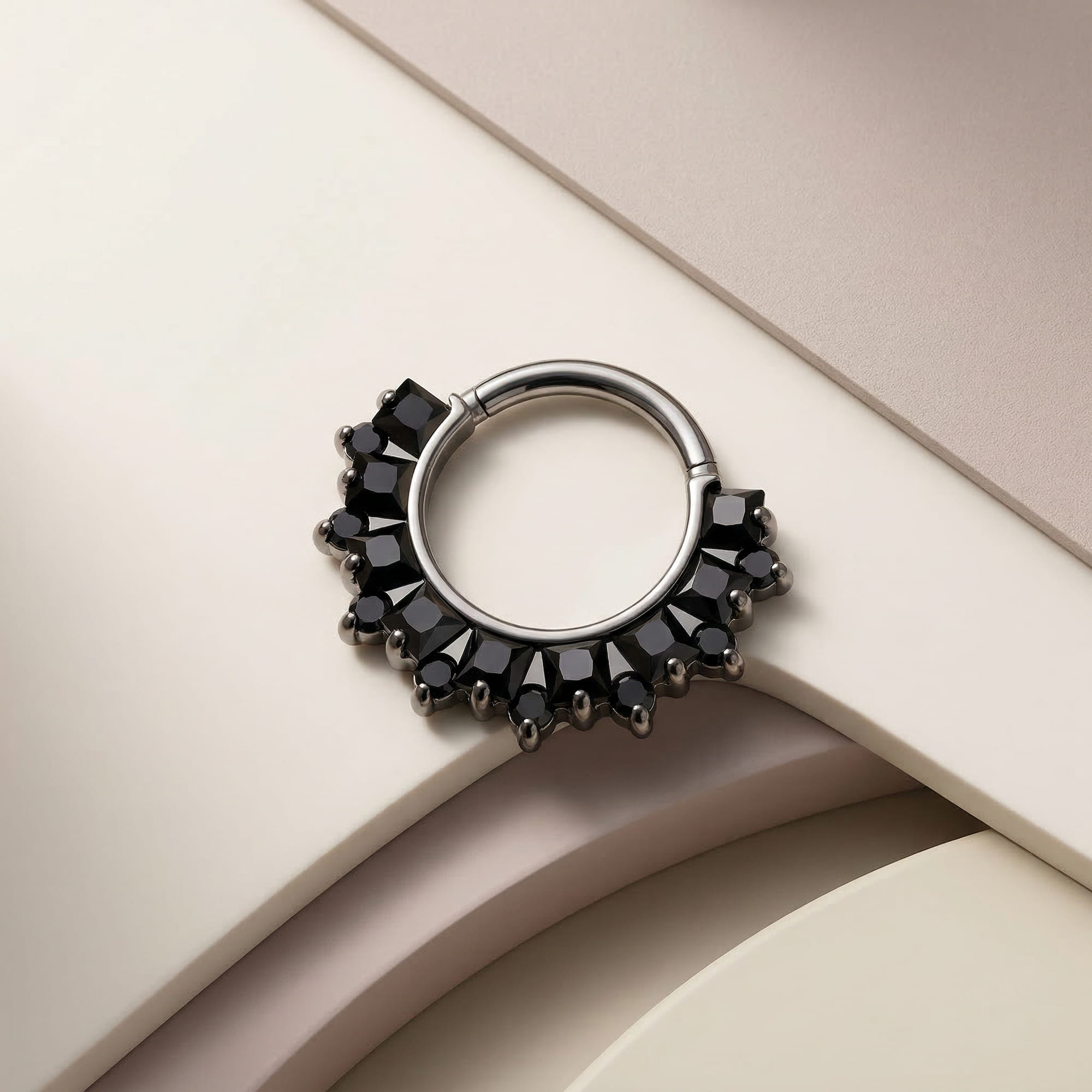 Shelly Black CZ Hinged Ring – Titanium Piercing Jewelry