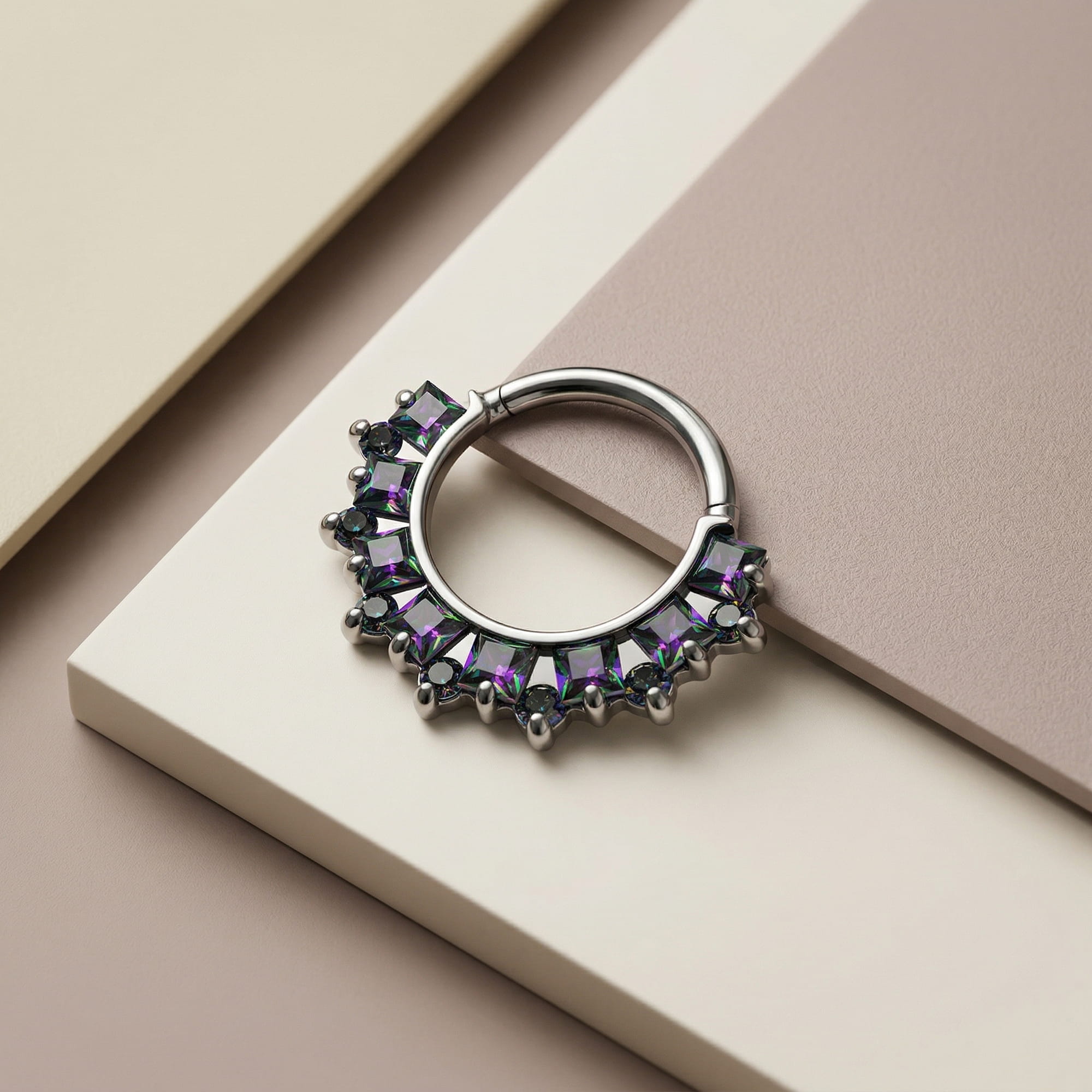 Shelly Vitrial CZ Hinged Ring – Titanium Body Jewelry