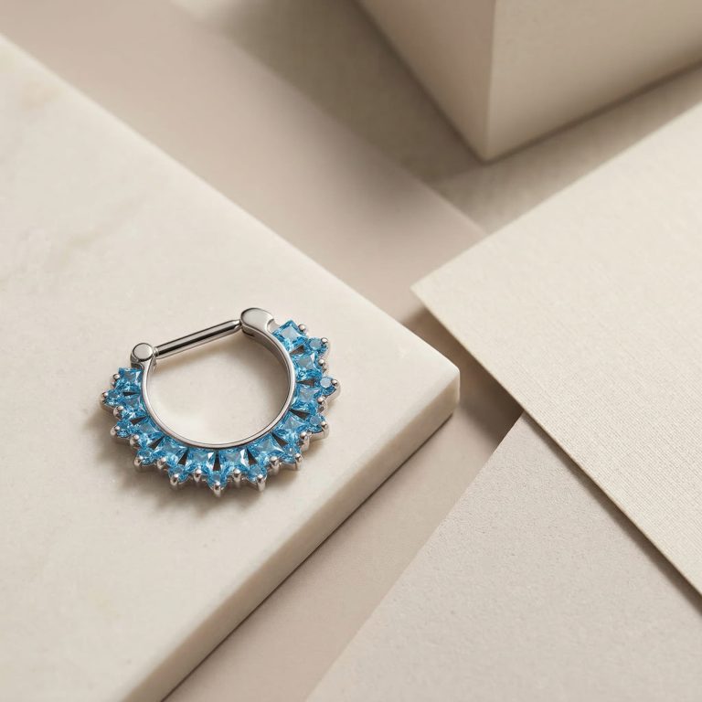 Septum Clicker Tina Topaz Blue | Titanium Piercing Jewelry